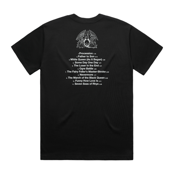 QUEEN II | Album Logo Tracklist Black T-Shirt